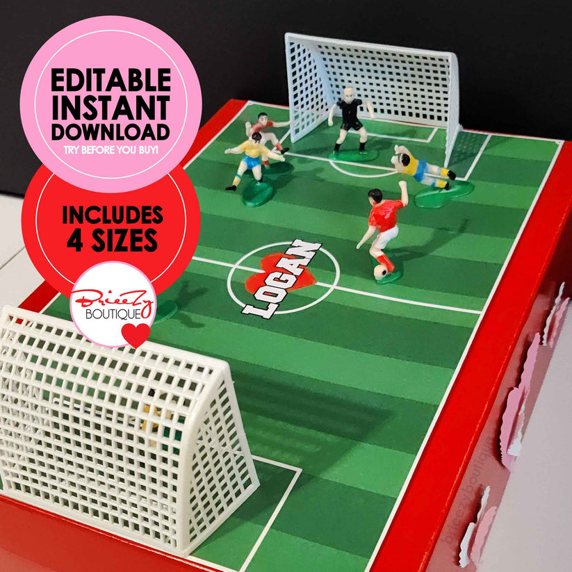 Printable Valentines Soccer Field For Box || EDITABLE DIGITAL DOWNLOAD ...