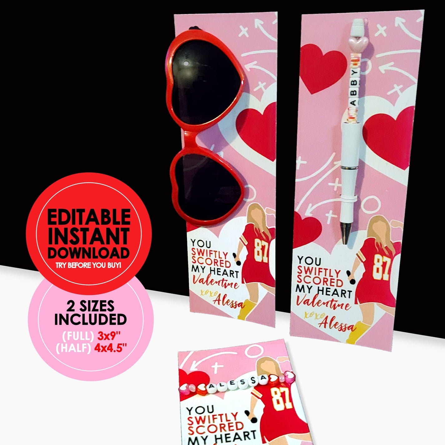 Printable Taylor Swift x Travis Kelce Inspired Valentines || EDITABLE ...