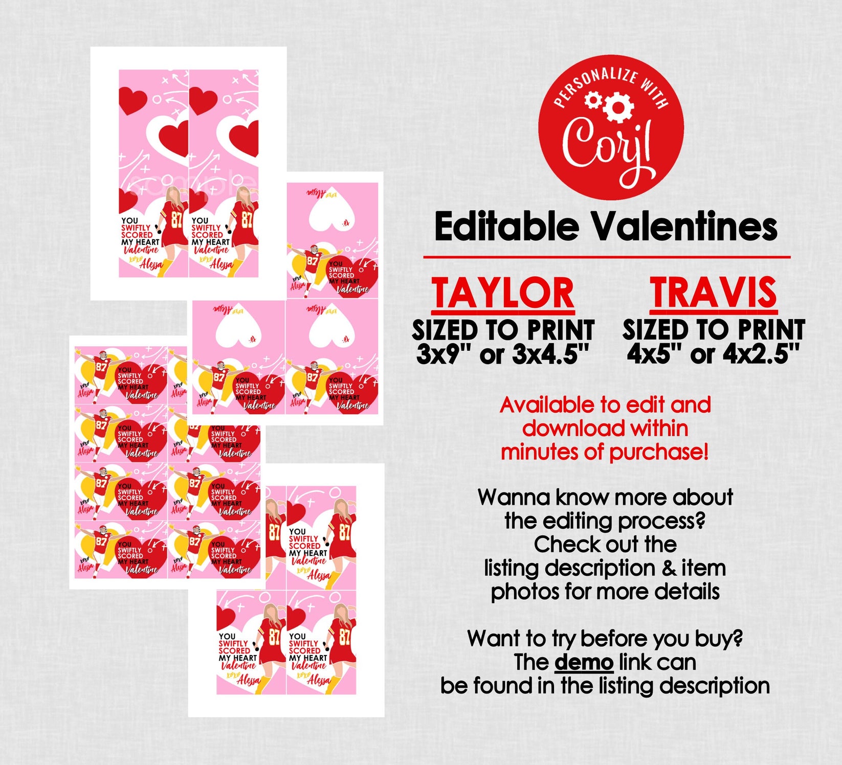 Printable Taylor x Travis Inspired Valentines Bundle || EDITABLE DIGIT ...